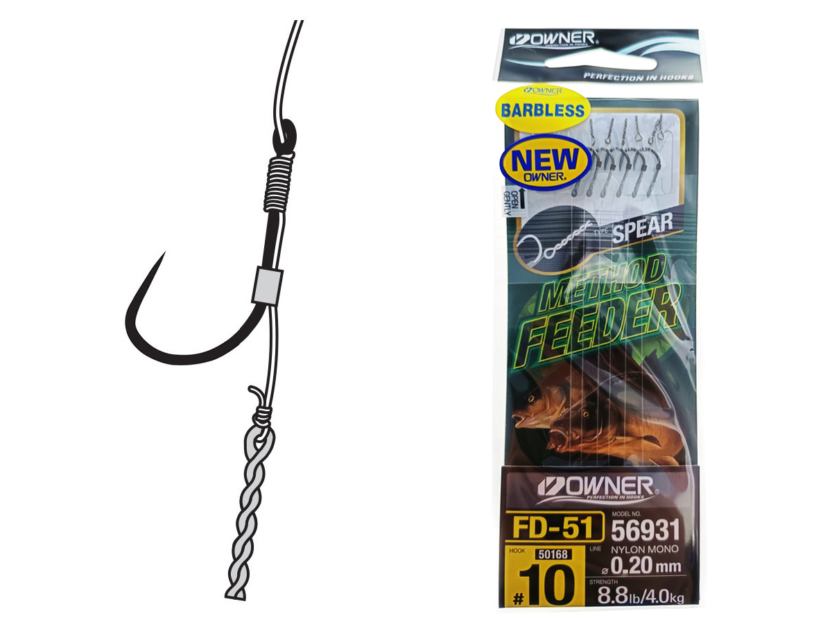 Owner Method Feeder FD-51 Barbless Hair Rigs - Ami legati per Method ...