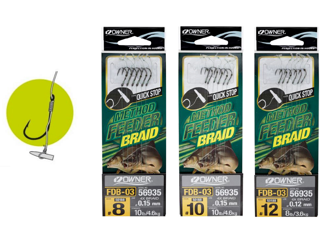 Owner Method Feeder braid hair rigs with Quick stop FDB-03 - Ami legati ...